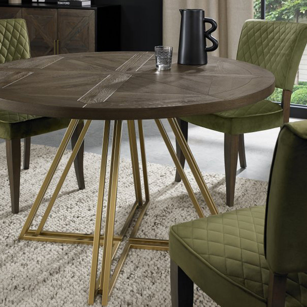 Bentley Designs Athena Fumed Oak 4 Seater Circular Dining Table ...