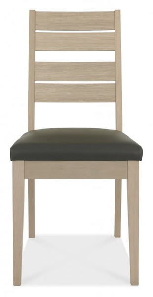 Bentley Designs Oakham Scandi Oak Chair - Dark Grey Bonded Leather (Pa ...