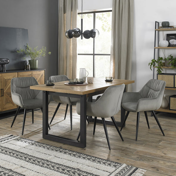 Bentley Designs Indus Rustic Oak 4-6 Dining Table & 4 Dali Chairs ...