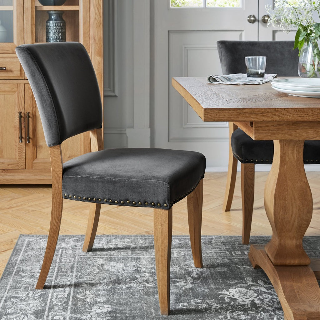 Bentley Designs Indus Rustic Oak Upholstered Chairs (Pair) – Taylors on ...